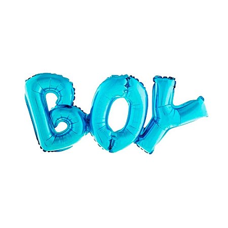 Balão Metalizado Palavra Boy Azul 92,6x37,8Cm Decoração - Lembrança Chique