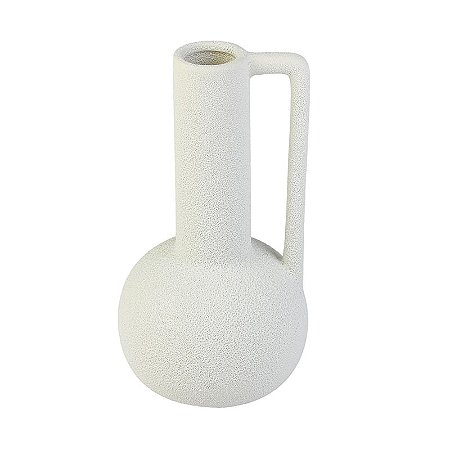 Vaso Com Alça Rustico Branco em Cerâmica - Casa Náutica