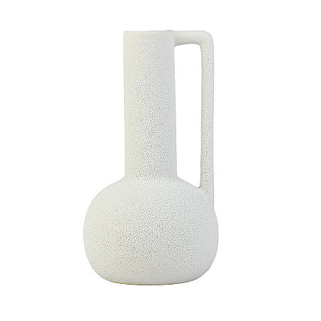 Vaso Com Alça Rustico Branco em Cerâmica - Casa Náutica