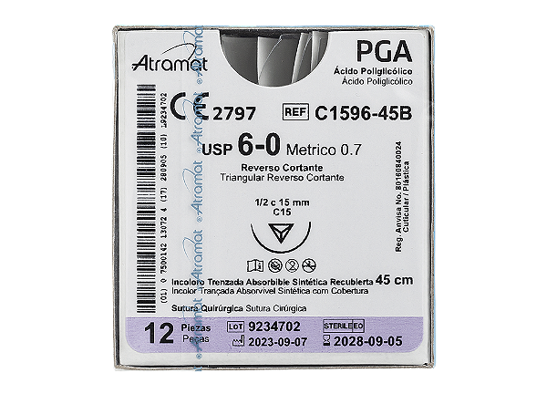 Comprar C1596-45B | Fio Sutura PGA 6-0 AG T. 1/2 Circ. 15 mm - HMED Suturas - LOJA INTEGRADA
