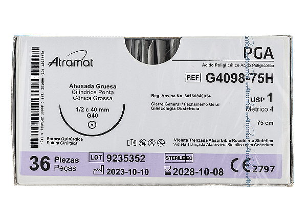 Comprar G4098-75H | Fio Sutura PGA 1 AG Cil. 1/2 40 mm - HMED Suturas - LOJA INTEGRADA