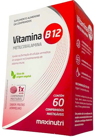 VITAMINA B12 METILCOBALAMINA MASTIGAVEIS 60 CAPS - MAXINUTRI - VitaVibe ...