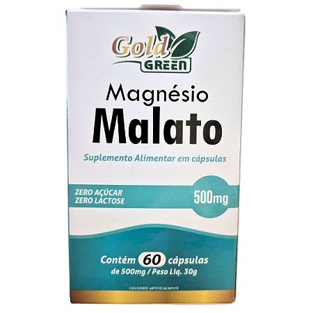 Magnésio Malato 500mg 60 Cápsulas Gold Green - Natunutra