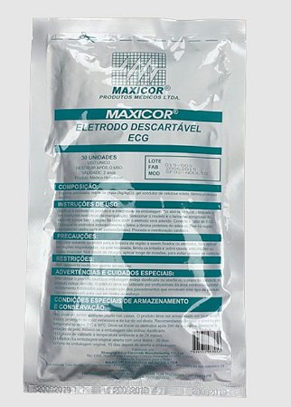 Pacote C/50 Unidades de Eletrodo Adulto Descartável Para ECG C/Gel ...