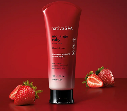 Loção Antioxidante Desodorante Corporal Nativa SPA Morango Ruby 200ml ...