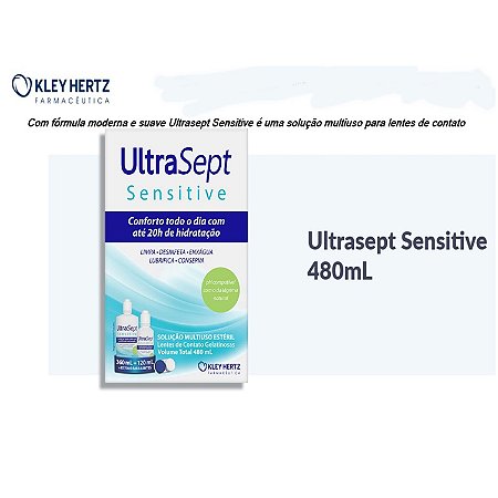 Solução Ultrasept Sensitive 480ml e Estojo Para Lentes - Bia Perfumaria