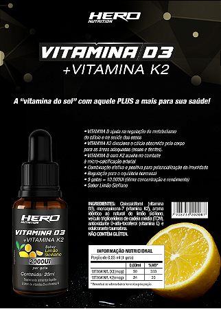 Vitamina D3 + K2 Hero Nutrition - Biomax Suplementos a evolução em ...