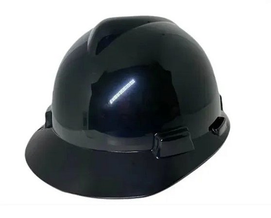 Capacete MSA V-Gard C/ Carneira Push Key e Jugular Preto CA 498 ...