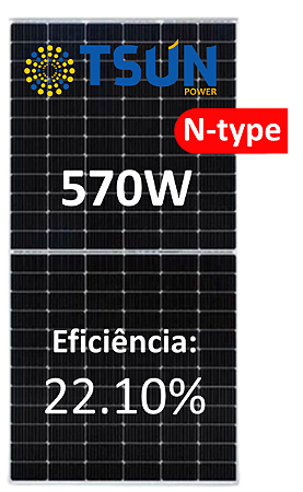 PAINEL SOLAR 570W TSUN N-TYPE 30MM - FOTOVOLTAICO - Solar e Sol Aquecedores