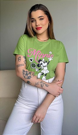 MINNIE MOUSE- PISTACHE - Tshirts Femenina Atacado