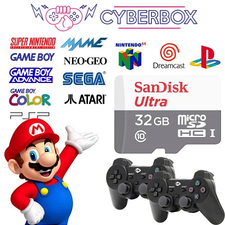SISTEMA CYBER BOX VIDEO GAME RETRO MULTIJOGOS 32GB 2 CONTROLES C/ FIO ...