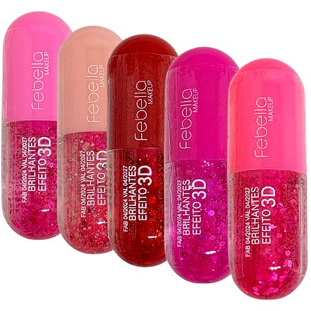 Mini Lip Oil Brilhantes Efeito 3D Febella | Virtual Make - Virtual Make ...