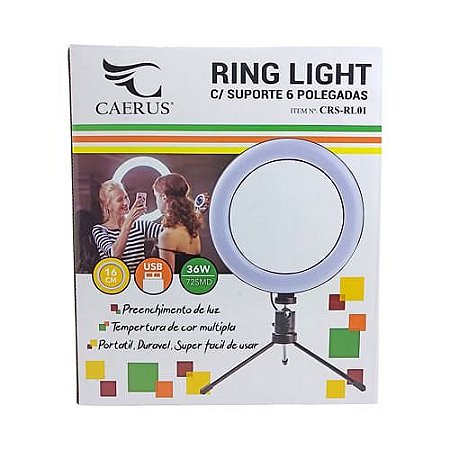 Luz Ring Light 6 Polegadas com Suporte Mini Tripé Caerus CRS-RL01 - Virtual Make | Maquiagem ...