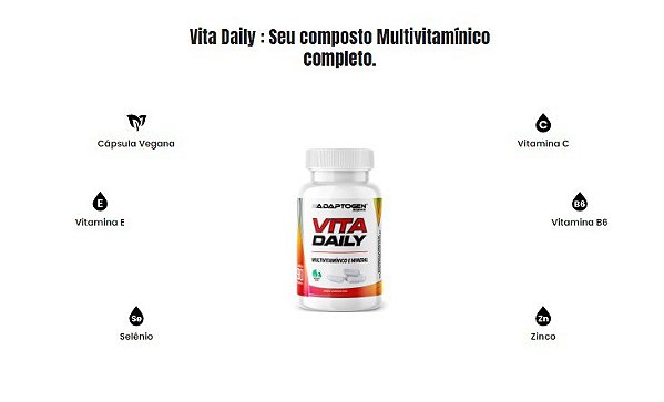 VITA DAILY 90 CÁPSULAS - ADAPTOGEN (08/2024) - C&B NUTRITION