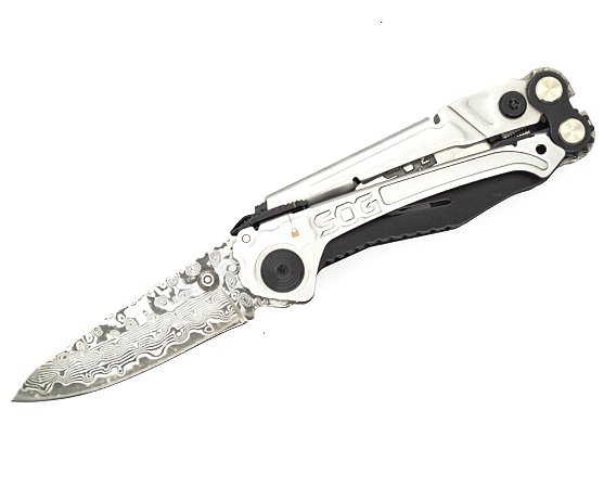 SOG Reactor Damascus Steel Blade and Mole Sistem Pouch - EDC e Outdoors