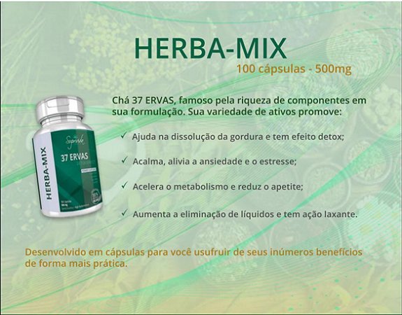 HERBA-MIX 37 Ervas 100 Cápsulas 500mg - Vida Mais Natural - Loja de ...