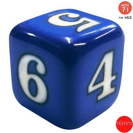 Dado 6 lados numérico 16mm cor sólido canto redondo - Mini71 na Web