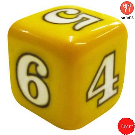 Dado 6 lados numérico 16mm cor sólido canto redondo - Mini71 na Web
