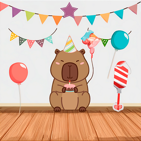 Painel parede Festa Capivara Bolinho decoração aniversário - Rivfestas ...