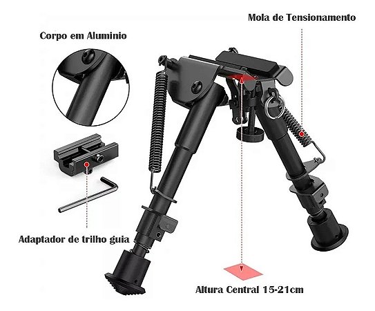 Bipé retrátil em alumínio com suporte de trilho 20mm - TONI ARMAS
