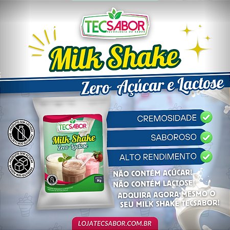 Milk Shake Zero Lactose e Zero Açúcar - Tecsabor - lojatecsabor