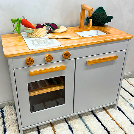 Mini Cozinha Infantil Pocket (Cinza Greige) | Cola e Decora - Cola e ...