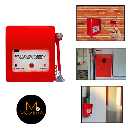 Botoeira De Alarme De Incêndio Com Martelo Supervisão 12/24v - Máxima ...