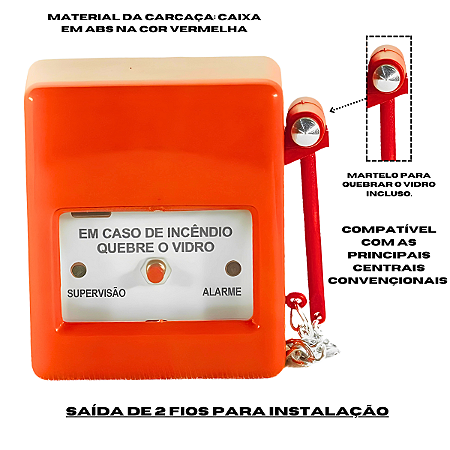 Botoeira De Alarme De Incêndio Com Martelo Supervisão 12/24v - Máxima ...