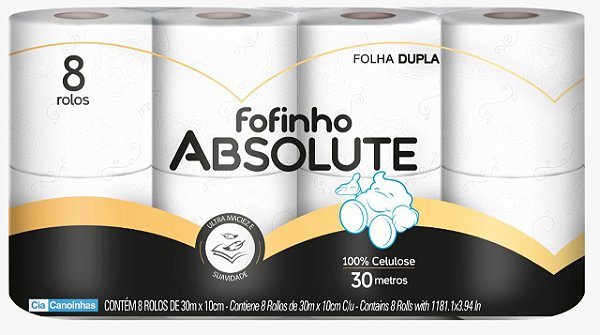 Papel Higiênico Fofinho Absolut Folha Dupla Pct 8 Rolos - Tudo em 1 Click