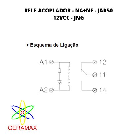 RELE ACOPLADOR 12VCC JAR50 JNG | Loja geramax - Loja Geramax