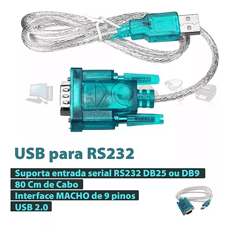 Cabo Adaptador Serial Rs232 Db9 para Usb 75 Cm - Sua Loja de Informatica