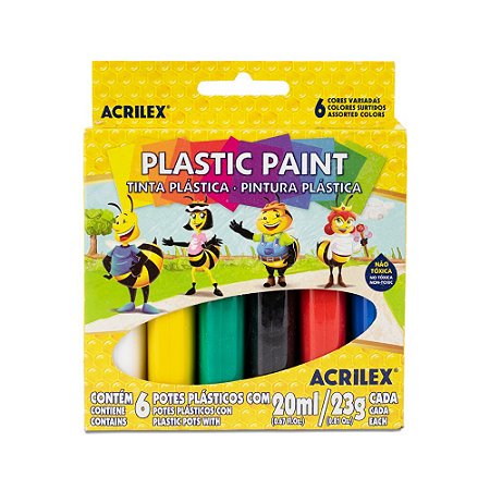 TINTA PLÁSTICA 20ML C/6 CORES ACRILEX 03206 - Papelaria Jambo ...