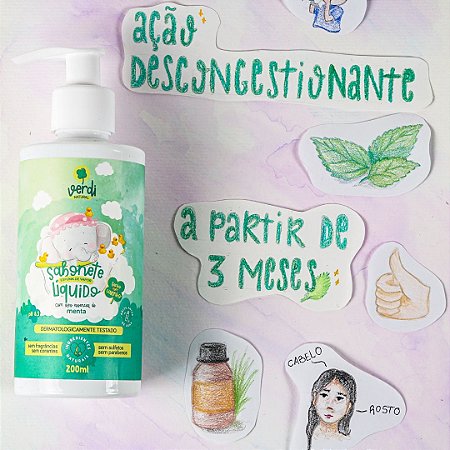 Verdi Natural Sabonete Líquido e Shampoo Espuma de Vapor com Óleo de M ...