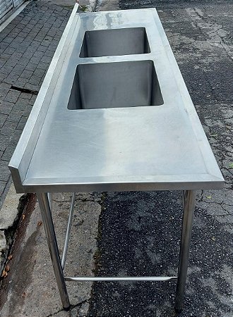 Pia Grande 2,40 mt. 100% Inox com 2 cubas profundas (33 cm.) [Usada ...