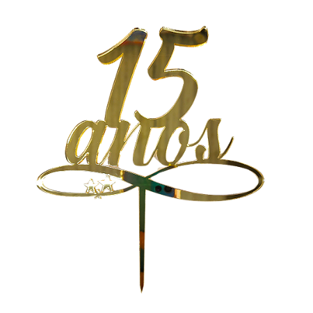 Topo De Bolo Acrílico 15 Anos Dourado Decore Artesanatos Sp