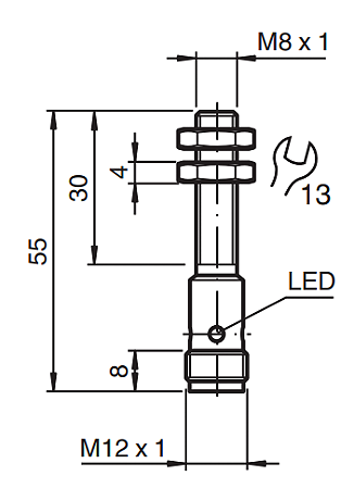 NBB2-8GM30-E2-V1 SENSOR INDUTIVO M8 FACEADO ,DISTANCIA SENSORA=2MM ,PNP NA ,SAIDA CONECTOR M12 ...
