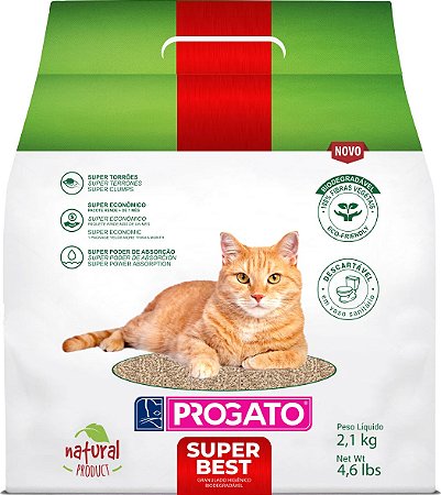 Granulados Biodegradáveis Progato Super Best 2,1kg - Pet Here