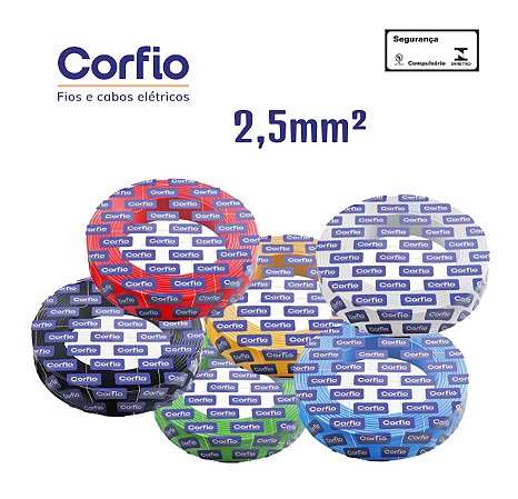 Cabo Cobre Flexível 2,5mm² 750V Rolo 100m Cores Corfio/Sil ...