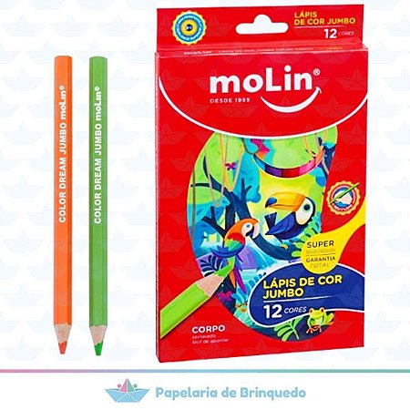 Kit Lapis de Cor Jumbo 12 Cores Color Dream Escolar Colorir - Papelaria ...