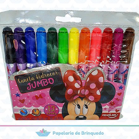 Canetinha Infantil Hidrocor Jumbo Minnie 12 Cores Molin - Papelaria de Brinquedo - Brinquedo ...