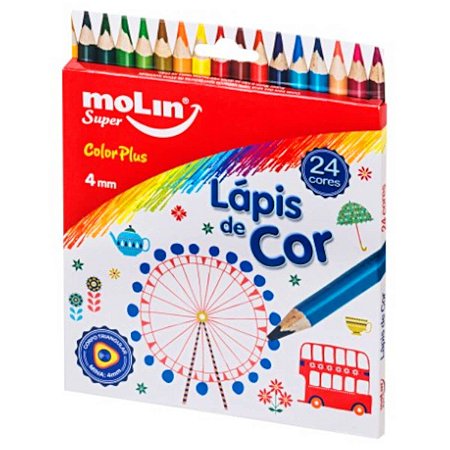 Lapis de Cor 24 Cores Color Plus 4mm Molin Artistico Colorir ...