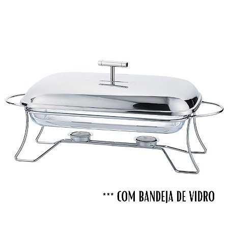 Rechaud Panela Retangular de Vidro Com Queimador Tampa Inox 3 Litros ...