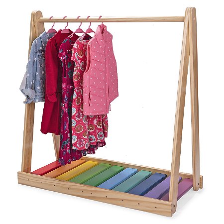 Arara Para Roupas Infantis - Colorida Madeira de Brincar - Madeira de ...