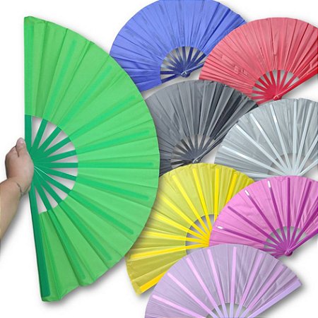 Leque Grande Liso Colorido 63cm (Diversas Cores) - Loja Festas Brinquedos