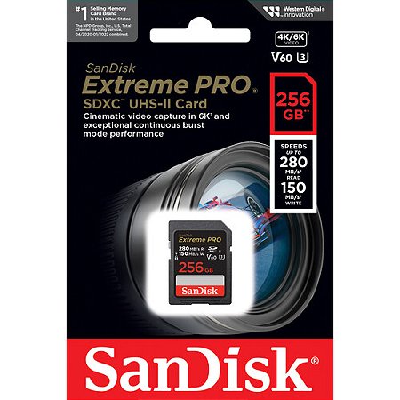 Cartão de Memória SanDisk 256GB Extreme PRO UHS-II SDXC 280 MB/s V60 - bellaphoto.com.br l Bella ...