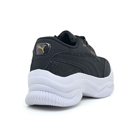 Tênis Feminino Puma Plataforma Preto Gliter - Duster shoes