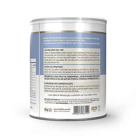 Whey Protein Isolate 250G VITAFOR - Divina Nutrição Enteral