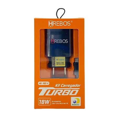 Carregador Completo Micro USB V8 Turbo 18W Hrebos HS-165V - Importados NAVI Atacado