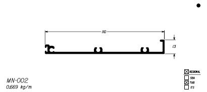 MN-002 4.01 KG/ BARRA 6,00 ML PARA JANELA INTEGRADA AUTOMATIZADA - ALLUWEB SHOPPING DO ALUMINIO