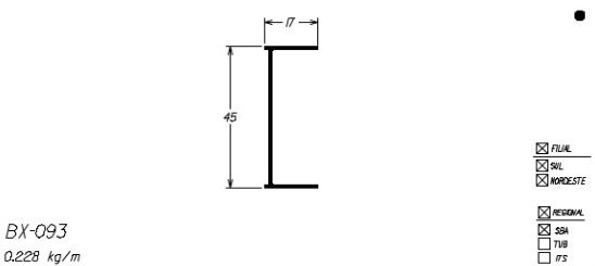BX-093 1,36 KG BARRA 6,00 ML FACHADA CORTINA - ALLUWEB SHOPPING DO ALUMINIO